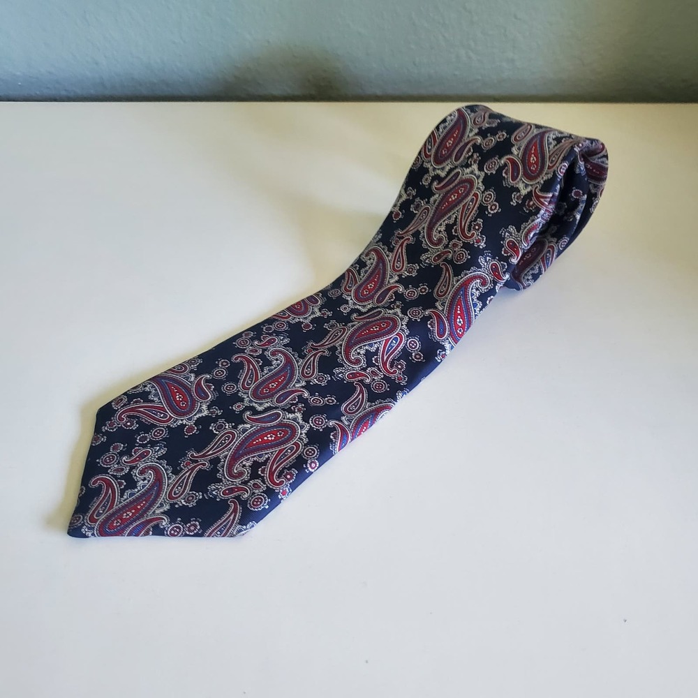Vintage Bert Pulitzer Navy Blue Paisley Print All Sil… - Gem